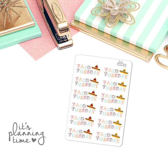 Taco Tuesday Planner Stickers 12 Count | Etsy