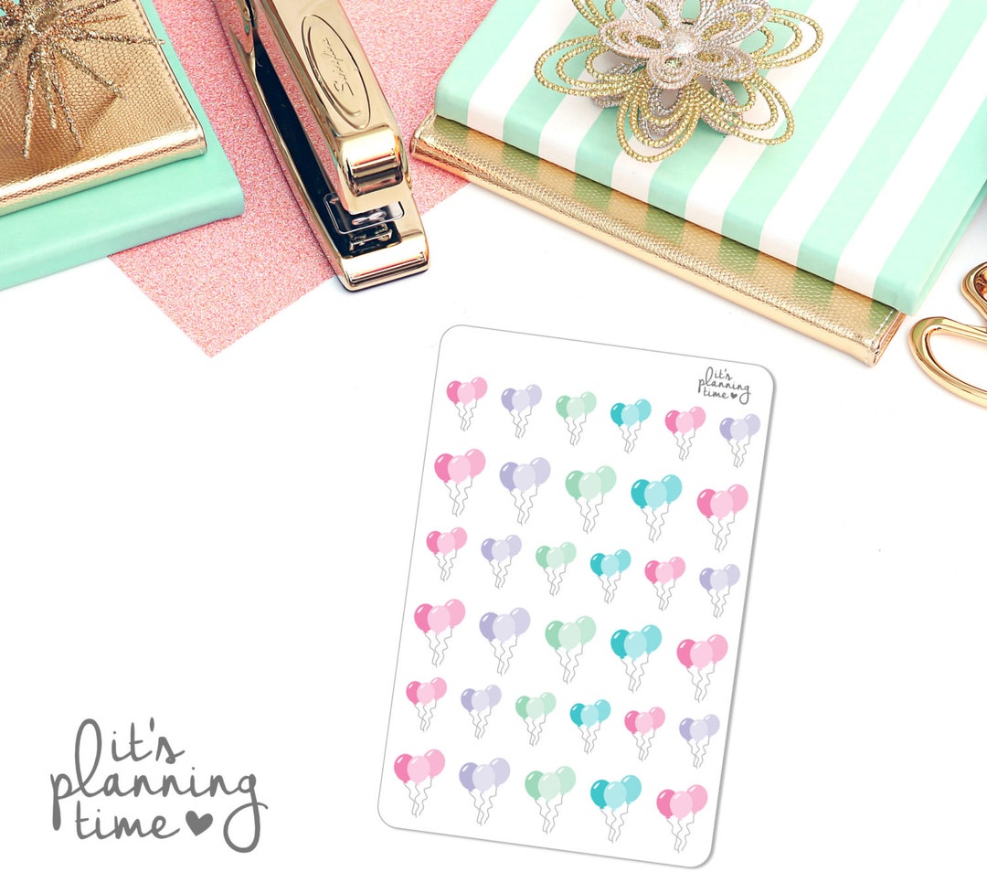 Balloons Birthday Planner Stickers- 33 Count - Etsy