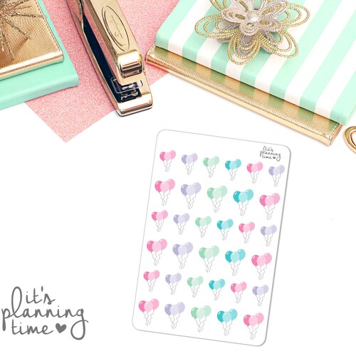 Balloons Birthday Planner Stickers 33 Count - Etsy