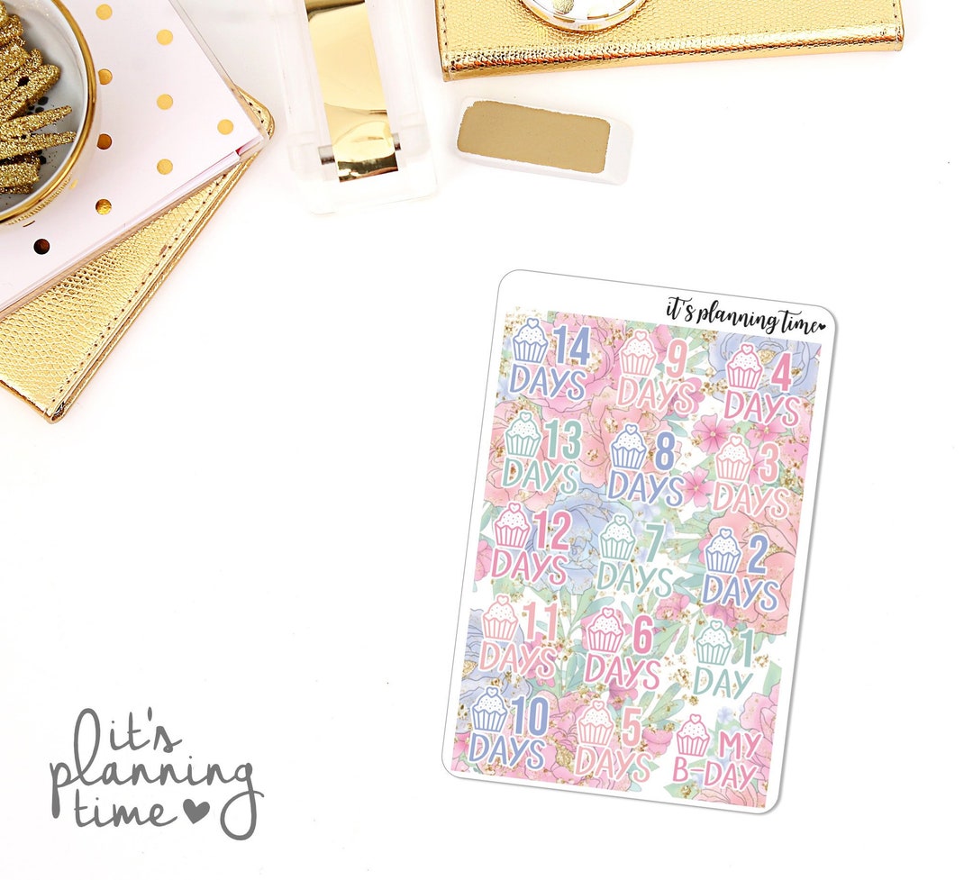 Birthday Wishes Countdown Planner Stickers - Etsy