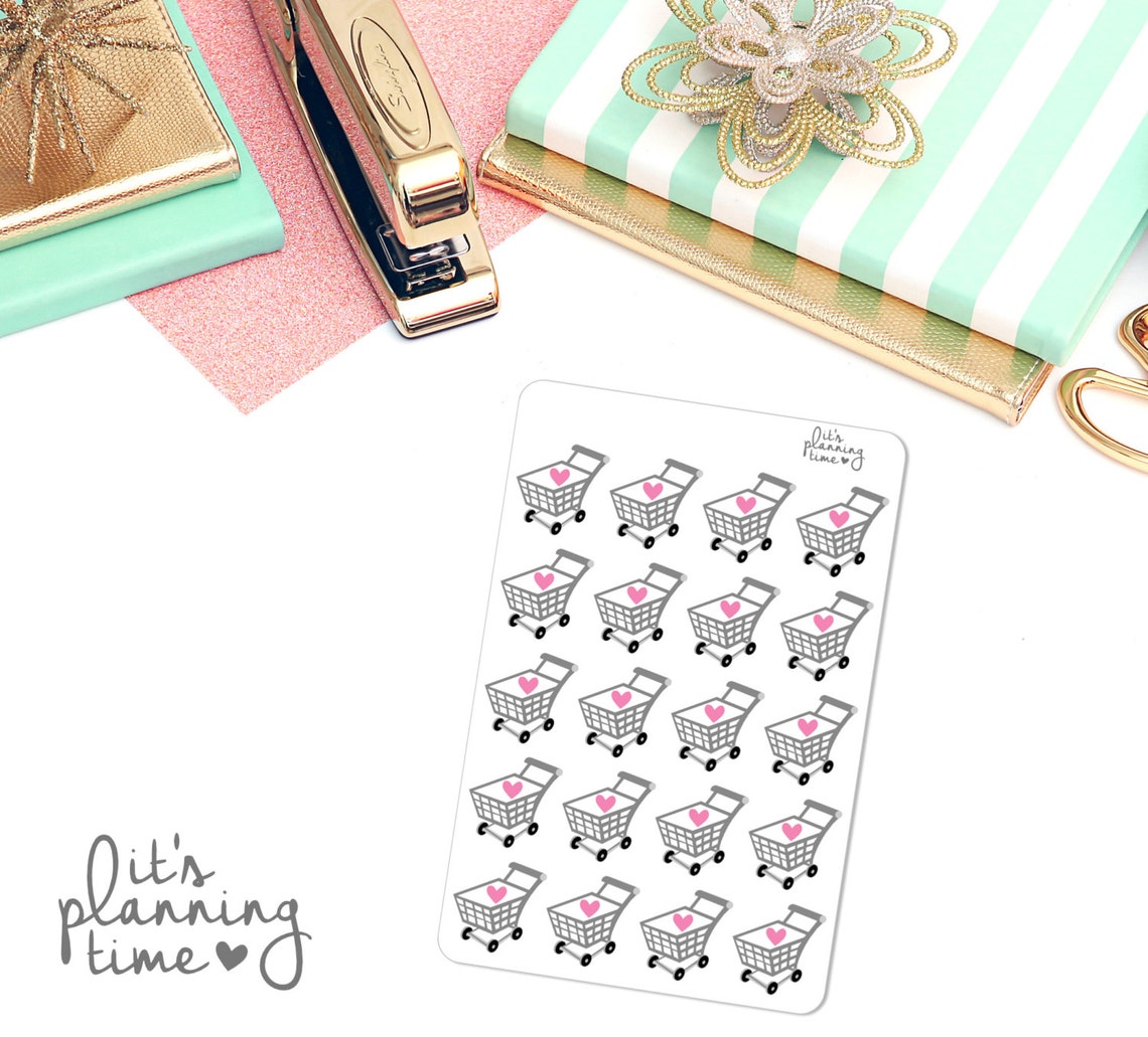 Grocery Shopping Cart Planner Stickers 20 count | Etsy