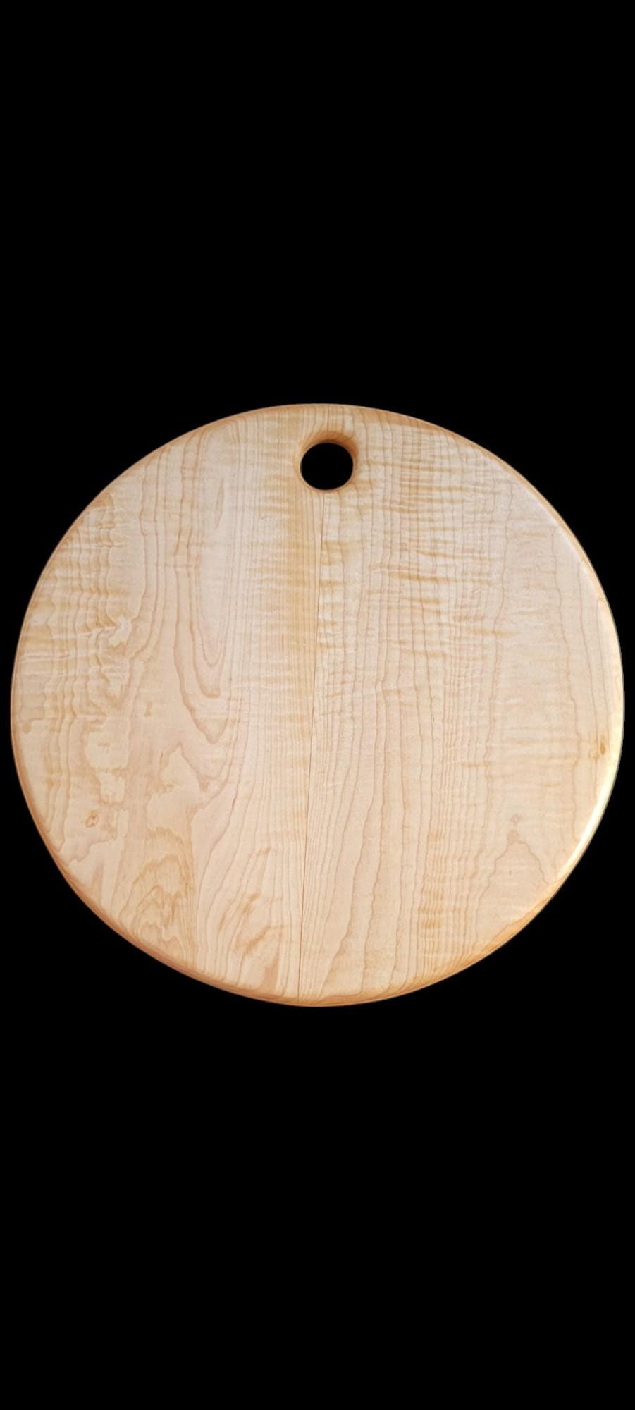 Highly Figured 14" Round Curly Maple Cutting Board, Round Cutting Board ...