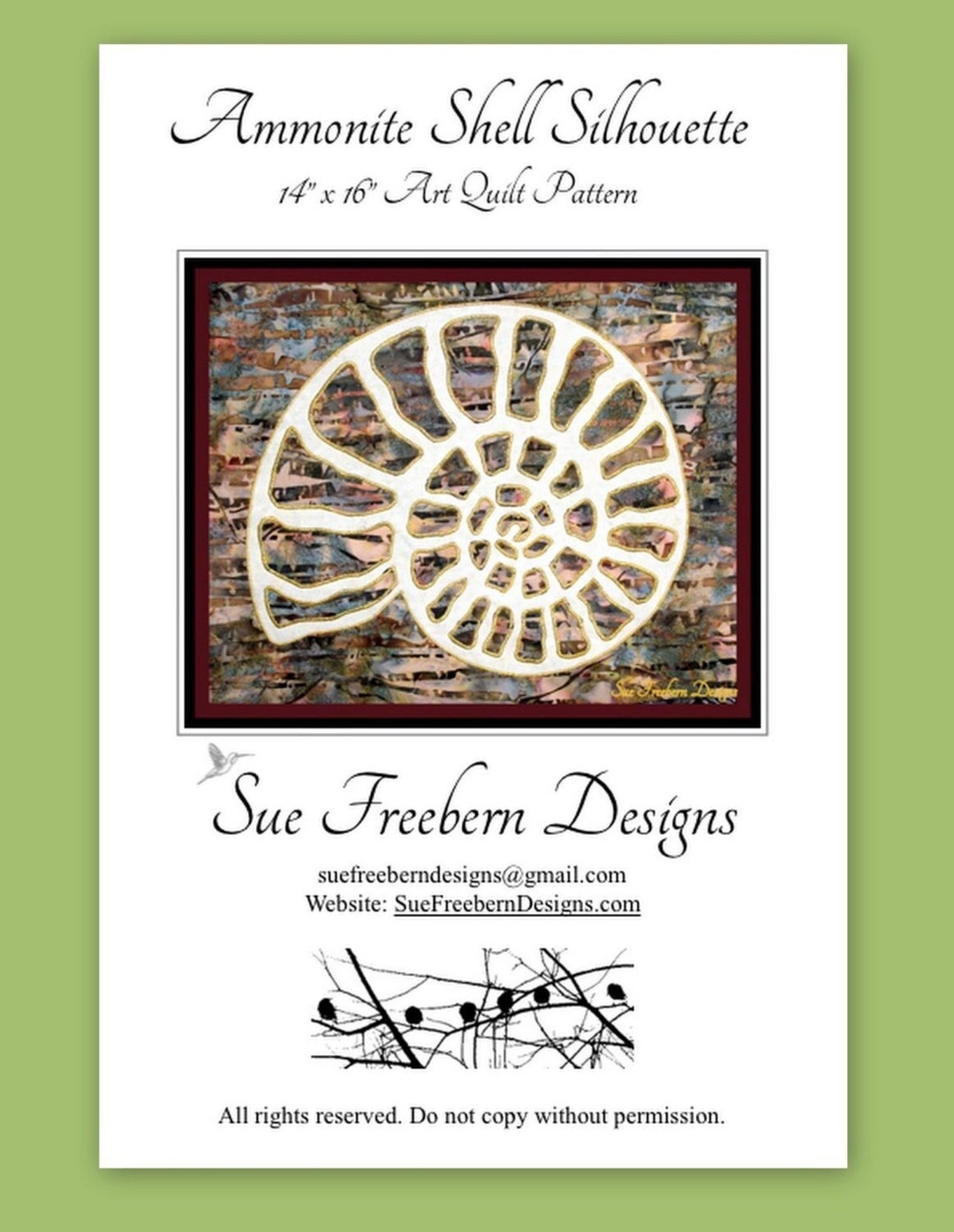 INSTANT PATTERN: Ammonite Shell Silhouette Art Quilt Pattern Download ...