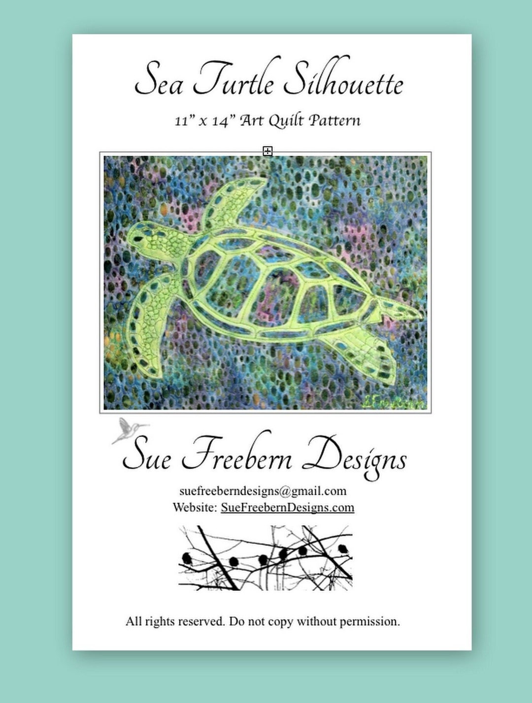 INSTANT PATTERN: Sea Turtle Silhouette Art Quilt Pattern DOWNLOAD, Sea ...