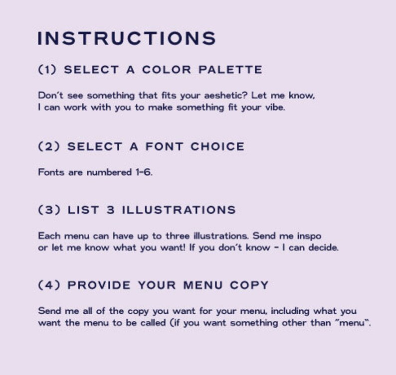 Menu Design Colorful Handwritten Menu Wedding Decor - Etsy