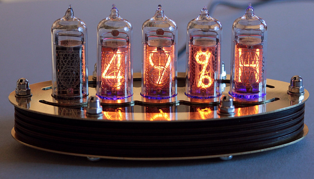 5-tube Nixie Thermometer V2 assembled and Ready to Use, With Brass Top ...