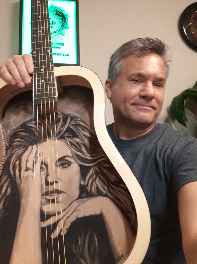 Shania Twain. Hand Painted Portrait Inside an Acoustic Guitar | Etsy