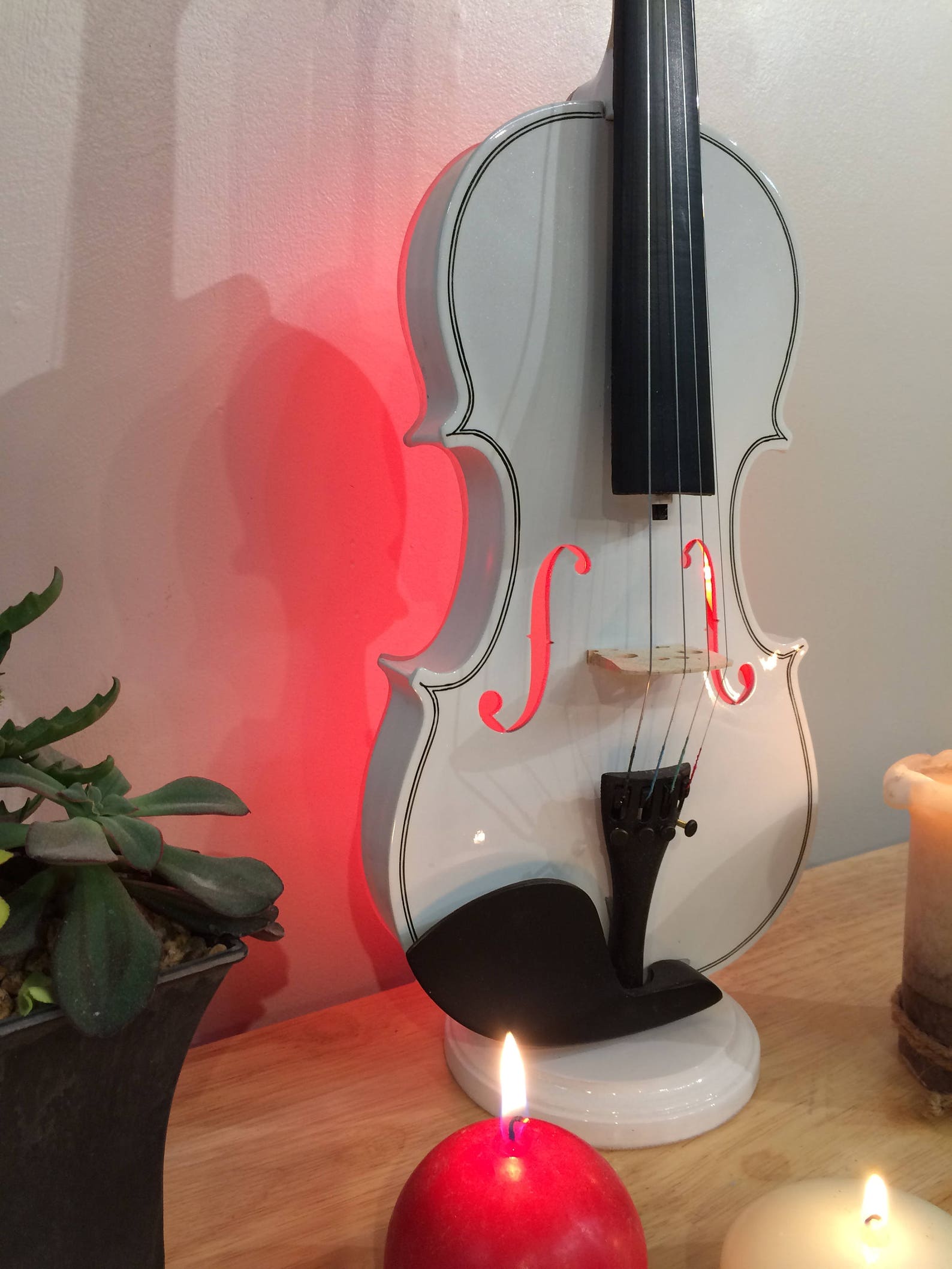 Violin Table Lamp 114. Recycled 3/4 Size White Violin With Color ...