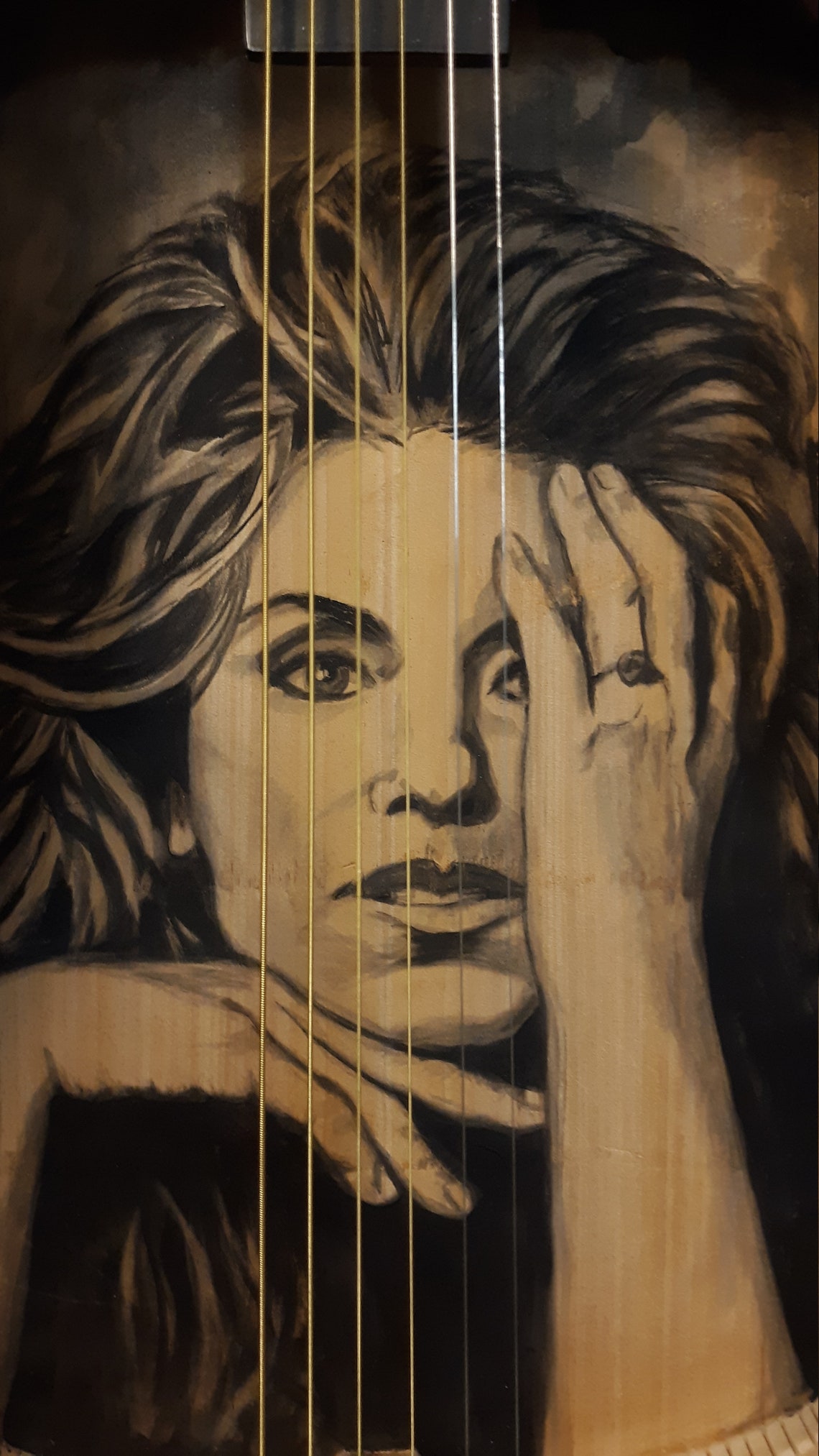 Shania Twain. Hand Painted Portrait Inside an Acoustic Guitar | Etsy