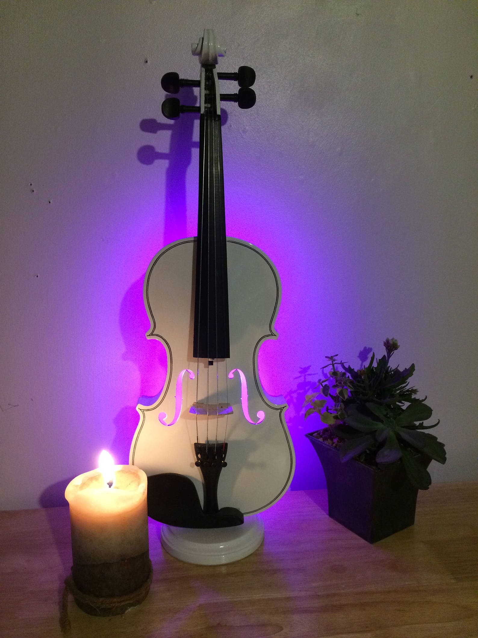 Violin Table Lamp 114. Recycled 3/4 Size White Violin With Color ...