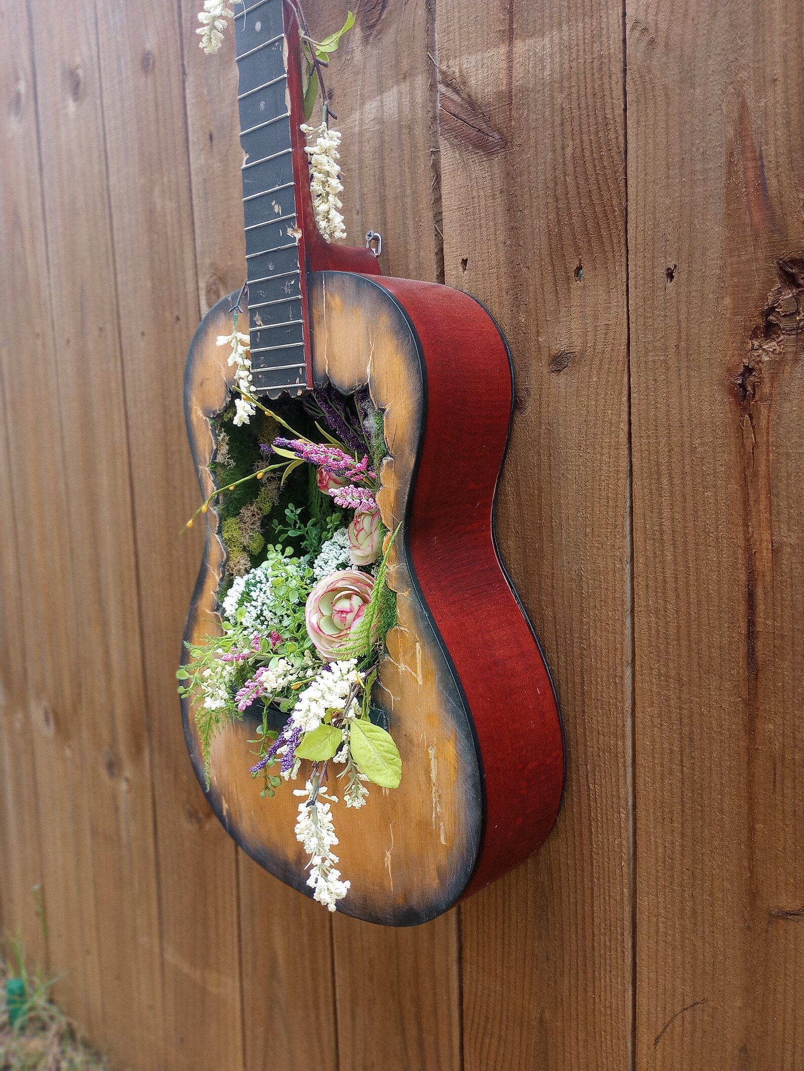 Guitargarden 183. Repurposed Acoustic Guitar.guitar With Floral Display ...