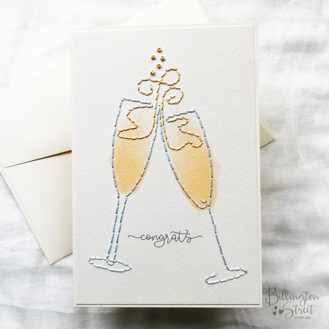 Unique Hand Embroidered Card Love Congratulations - Etsy