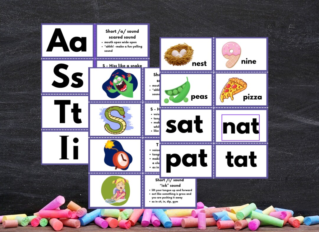 Literacy and SLP Flashcards Group 1: S a T I P N, Synthetic Phonics ...