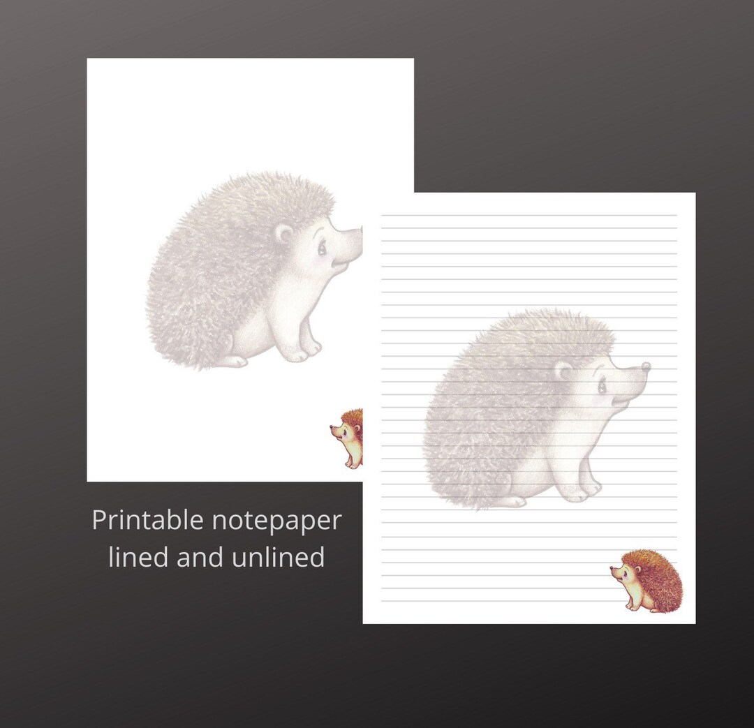 Cute Hedgehog Notepaper, Letter Format, Printable Stationery, Journal ...