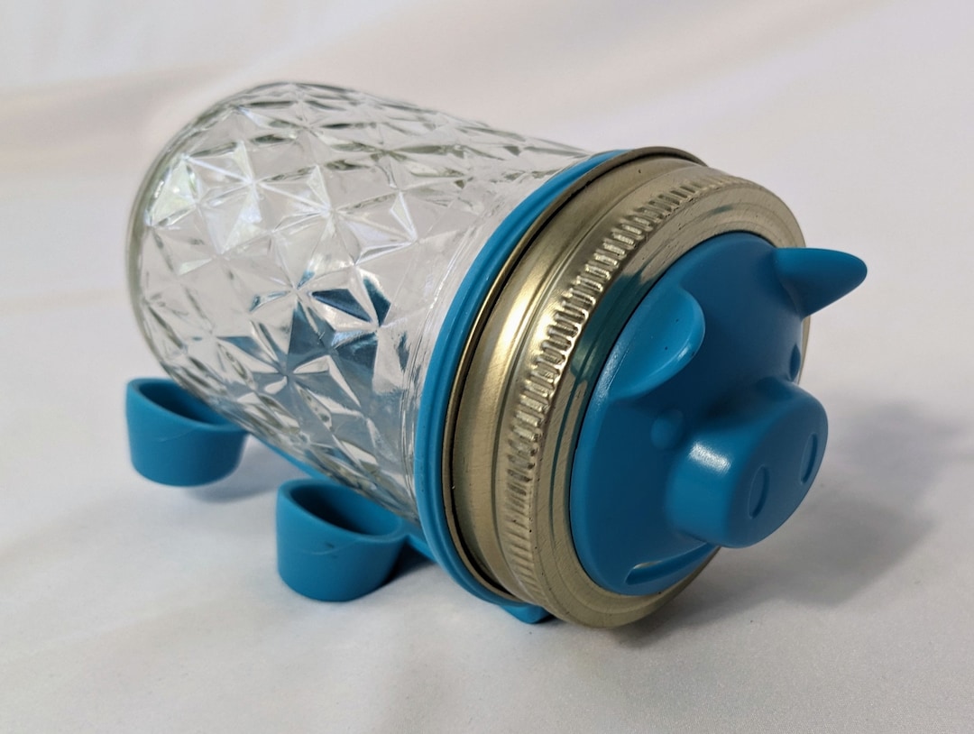 Piggy Bank Mason Jar Transformer Piggy Bank Blue Plastic 2 PC Includes ...