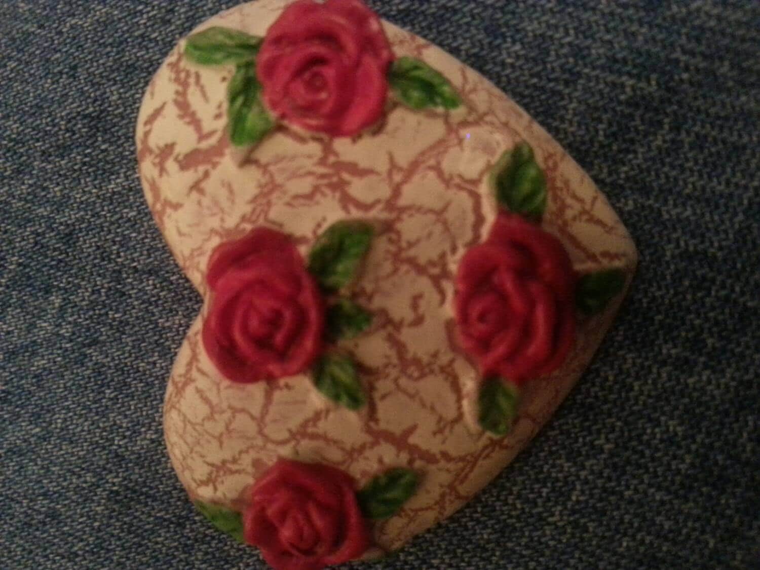 Vintage Heart Pin/brooch With Roses - Etsy