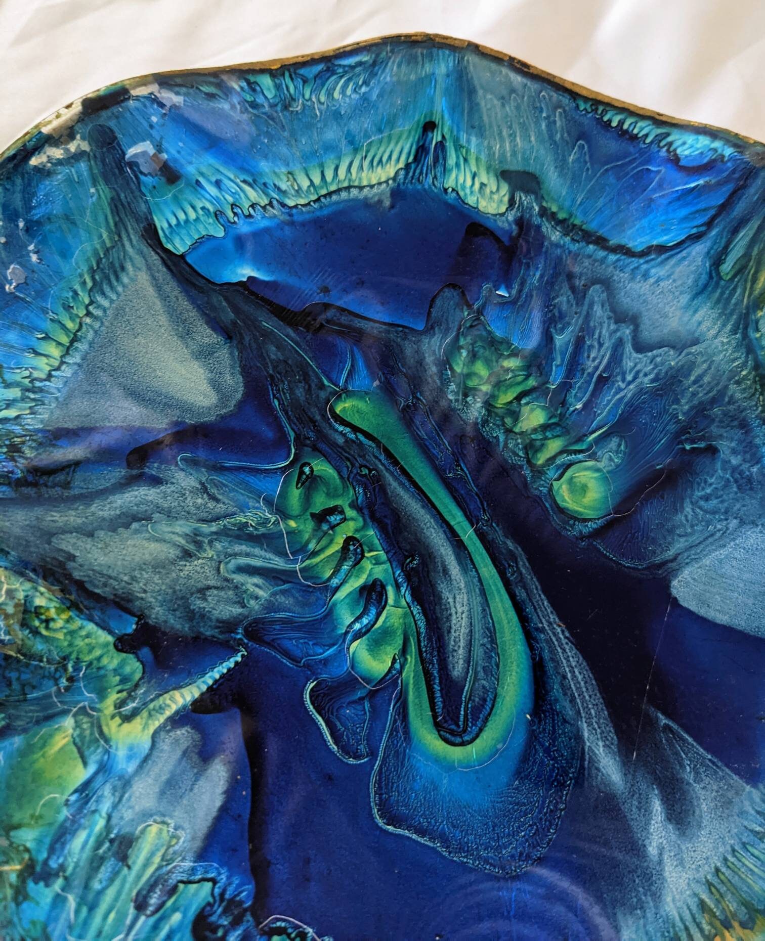 1960's Vtg Blue Green Enameled Goat Skin Wall Decor Bowl Made in Mexico ...