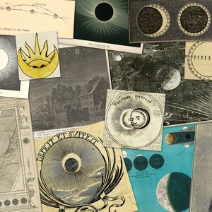 Vintage Eclipse Printable Ephemera Pack, 56 Illustrations of Solar ...