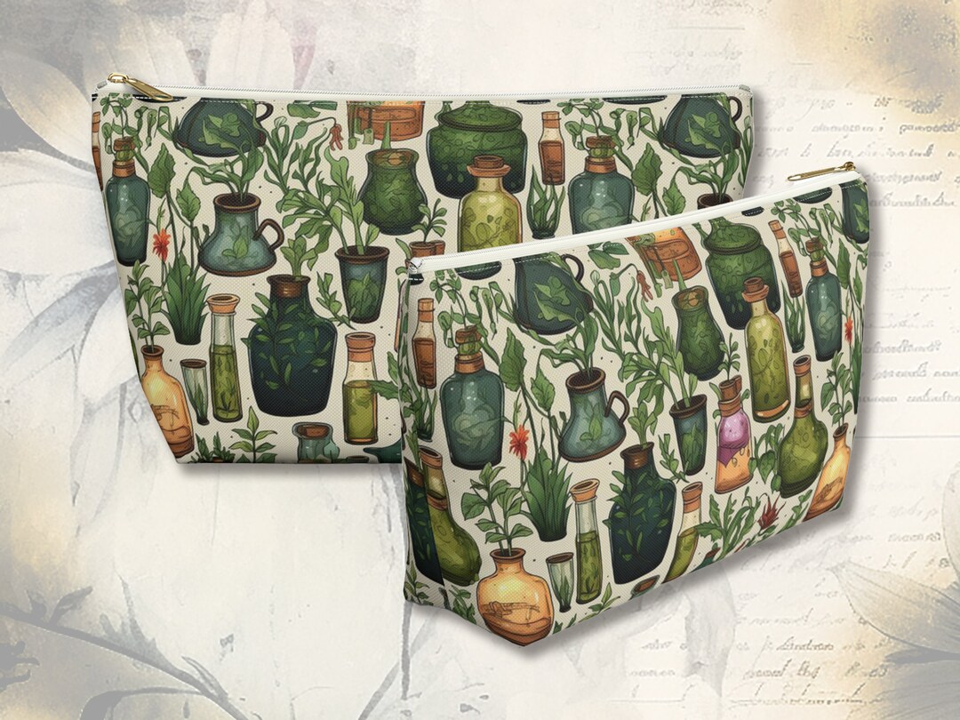 Green Witch Pouch, Plants and Potions Pouch Zipper Pouch Crystals Bag ...
