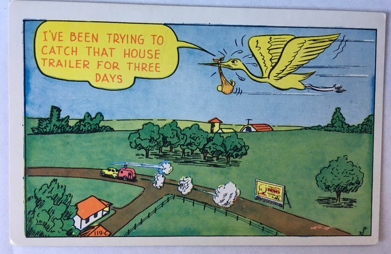 Vintage Comic Laff Gram, I've Been Trying to Catch, Comical Stork ...