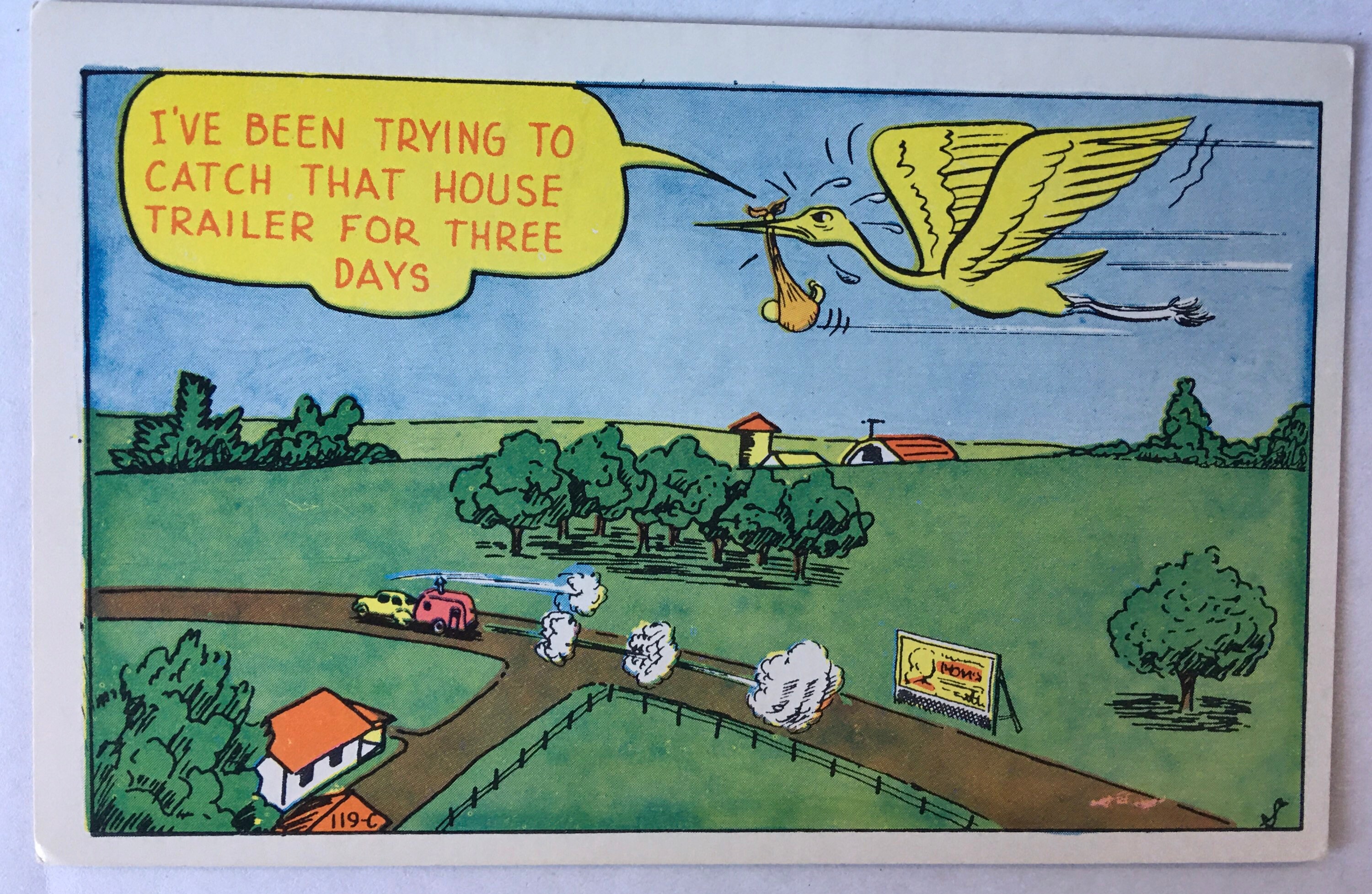 Vintage Comic Laff Gram, I've Been Trying to Catch, Comical Stork ...