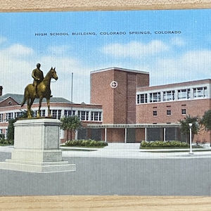 Colorado Springs High School Linen Postcard, Historic Landmark General ...