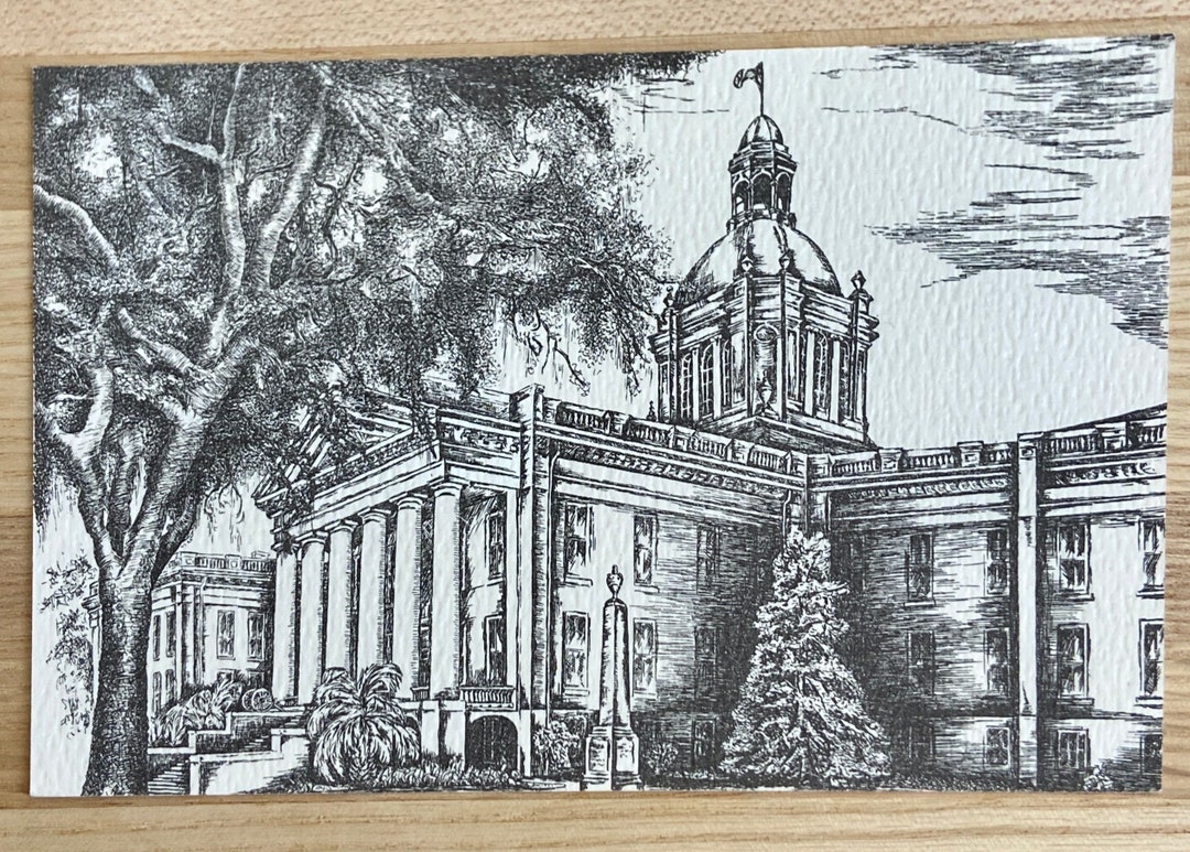 Florida State Capital Black & White Postcard, Illustrated by Margaret ...