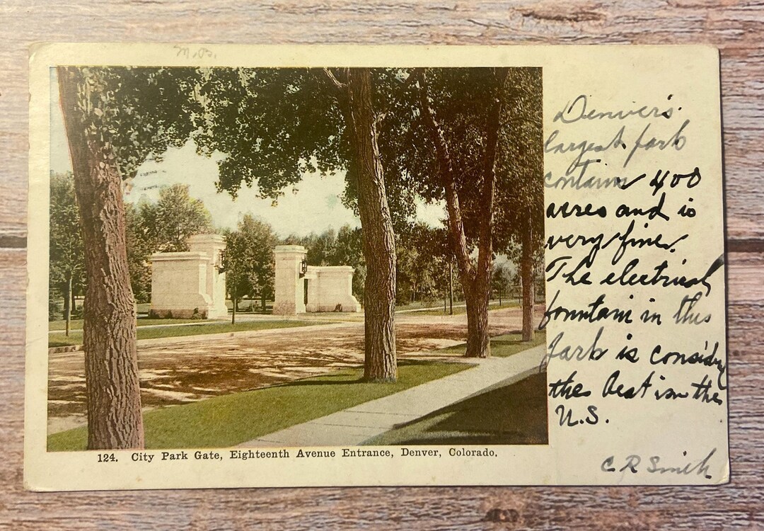 City Park 18th Ave Denver Colorado Antique Postcard, Posted 1908, 1 ...