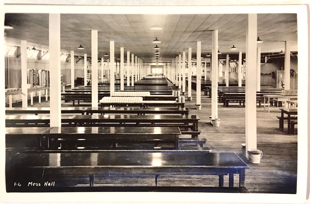 Mess Hall Black and White Photo Postcard, WWII RPPC Americana ...