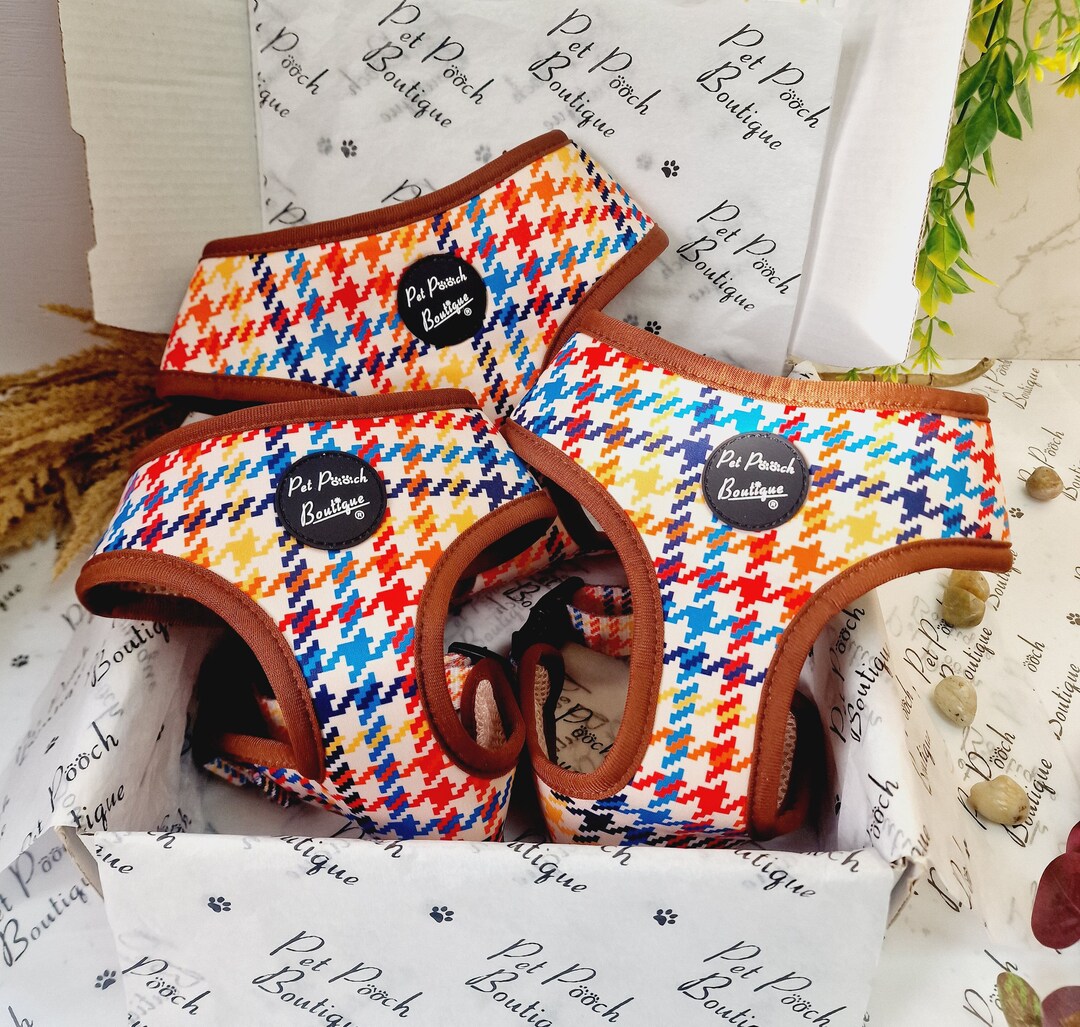 Lionheart Houndstooth Puppy Dog Harness - Optional Flower/bow Tie ...