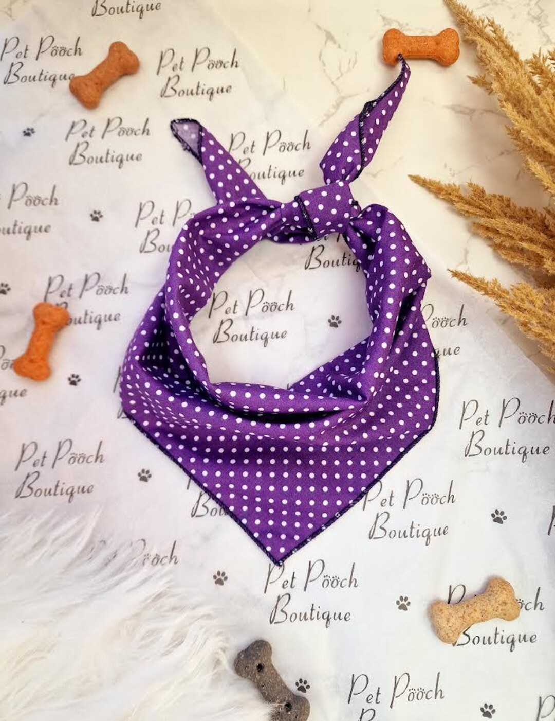 Purple Revival Polka Dot Puppy Dog Bandana Tie on classic - Etsy