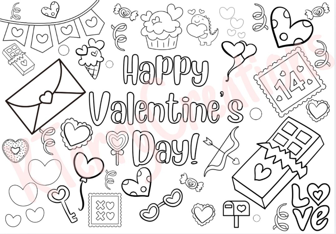 Personalized Valentine's Day Coloring Sheet - Etsy