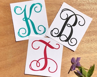 Vine Interlocking Monogram Letters Initials Vinyl Decal - Etsy