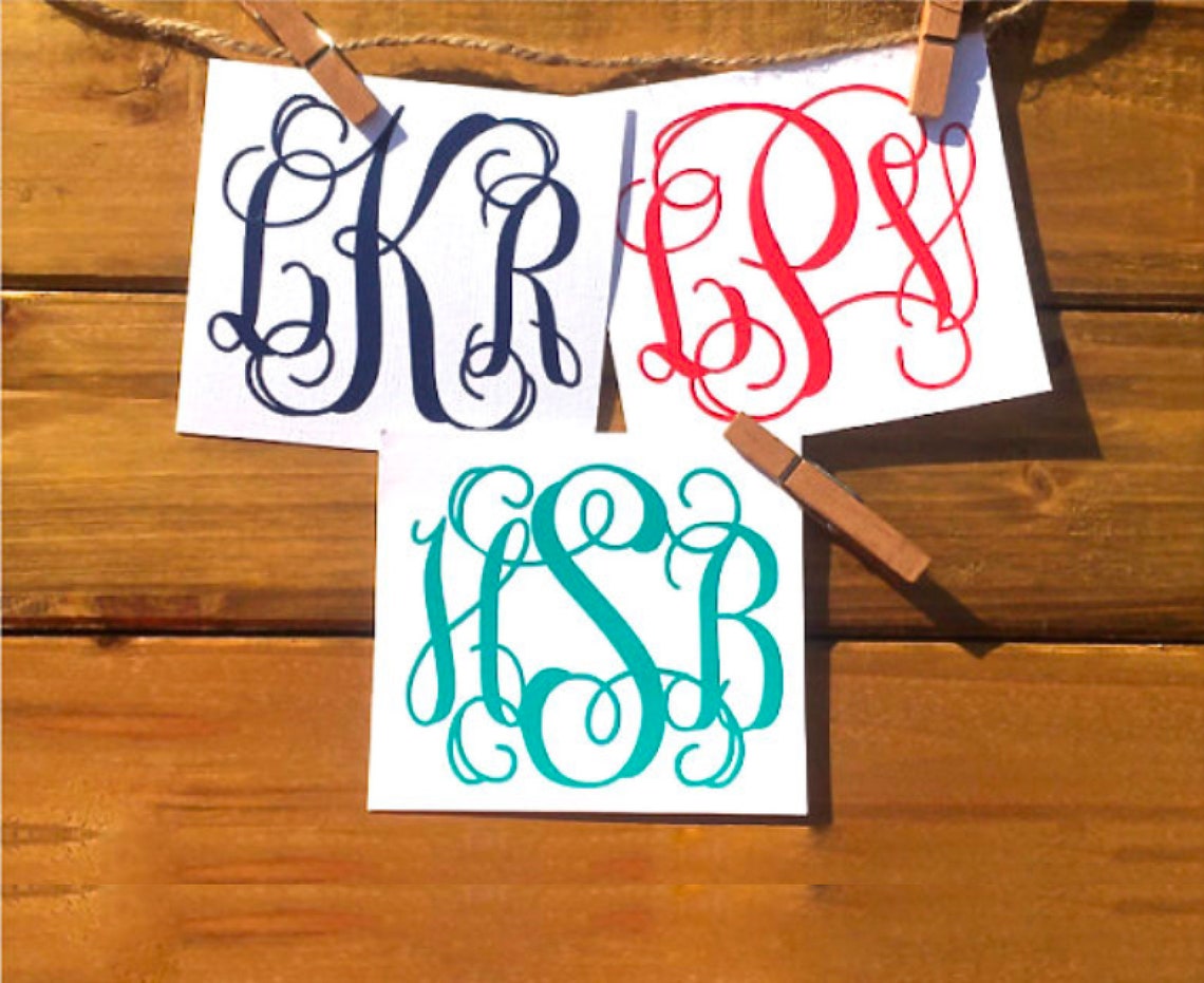 Free Shipping Monogram Decal Vine Monogram Sticker Custom - Etsy