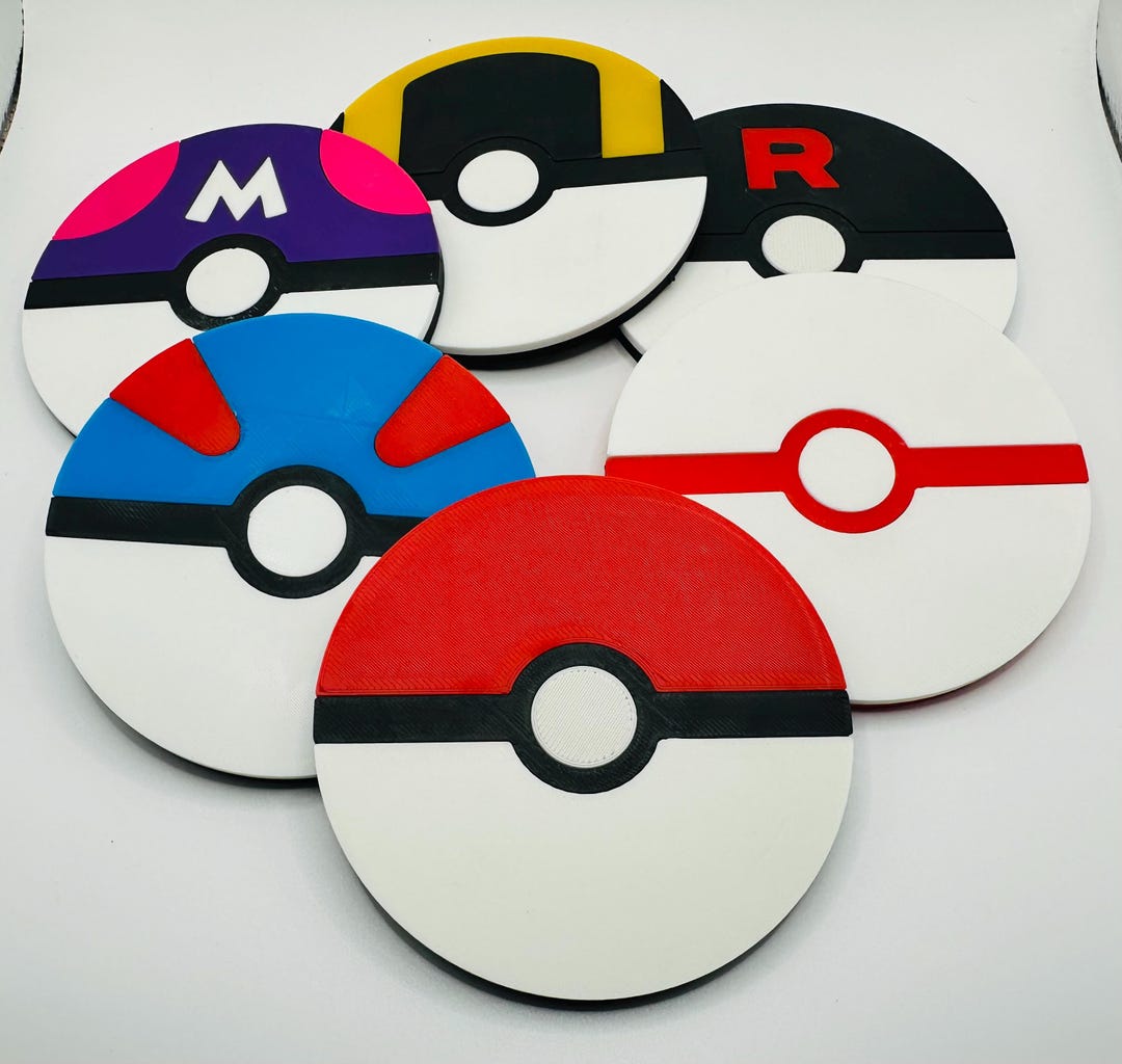 Pokemon Pokeball Coaster Set 3D Print - Etsy