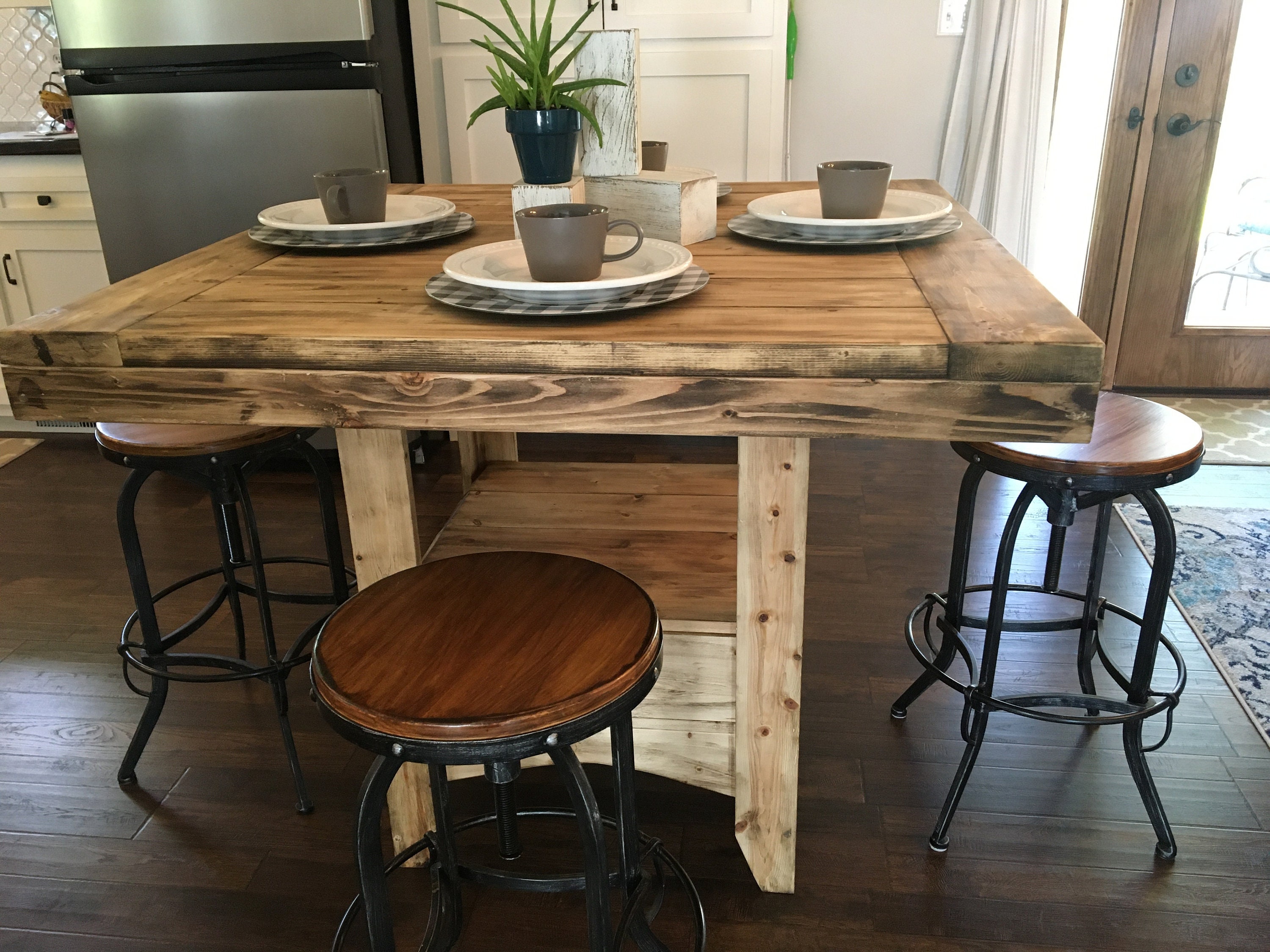 Custom Built Solid Wood Farmhouse Pub Style Table 44x44x36" - Etsy