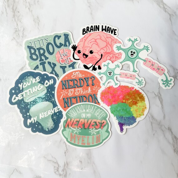 Neuro Stickers Medical Puns Set of 8 Vinyl Stickers | Etsy