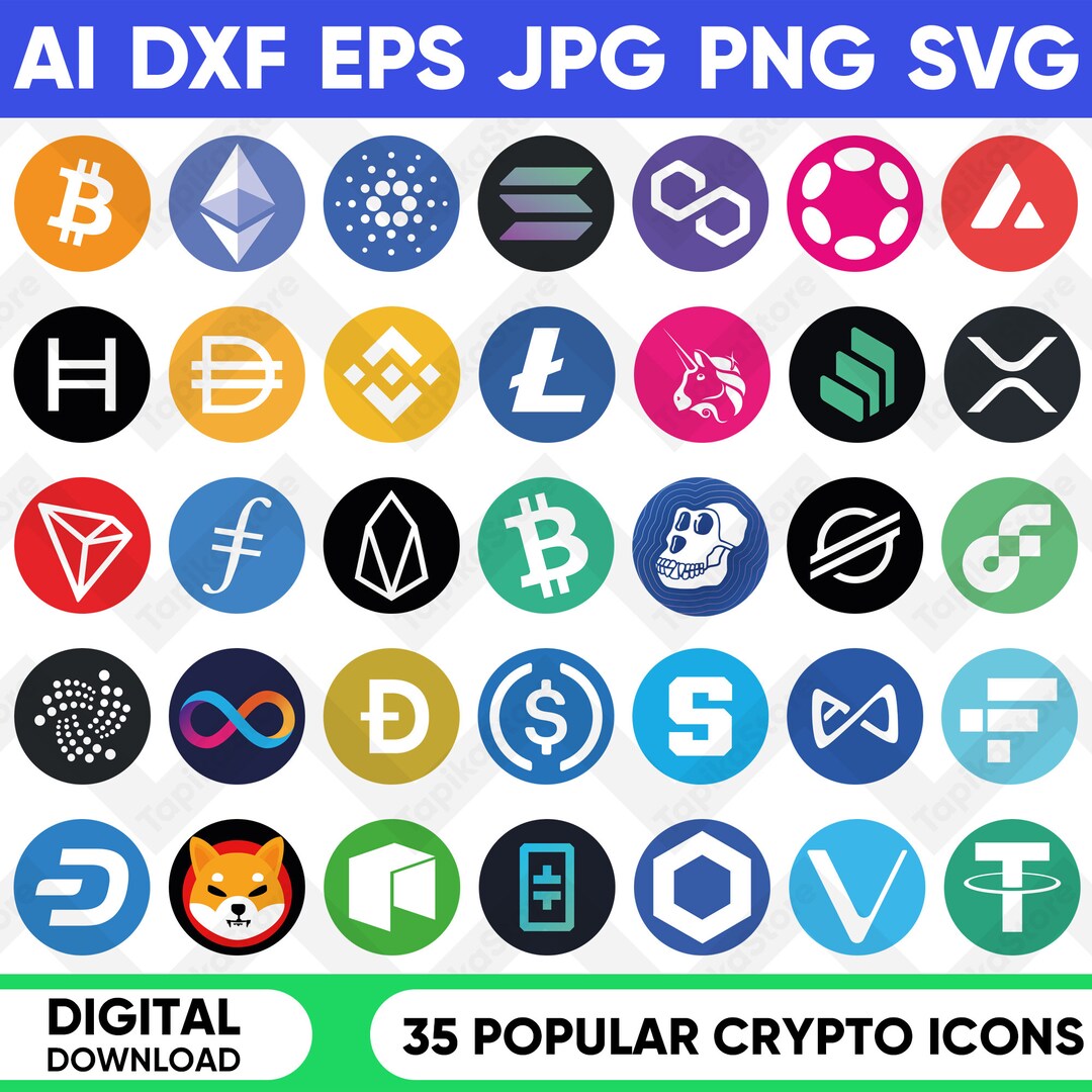 Cryptocurrency Logos Icons Bundle Svg, Cryptocurrency Svg Bundle ...