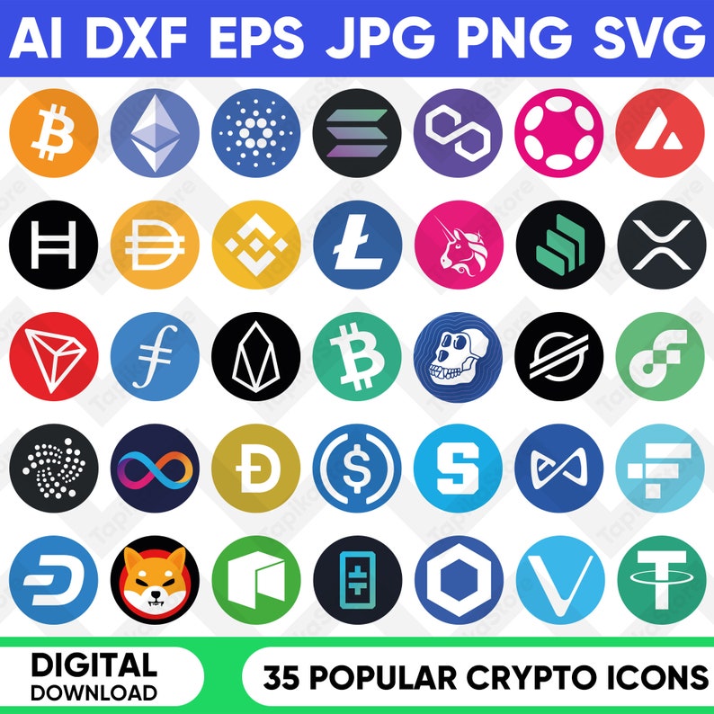 Cryptocurrency Logos Icons Bundle Svg, Cryptocurrency Svg Bundle ...