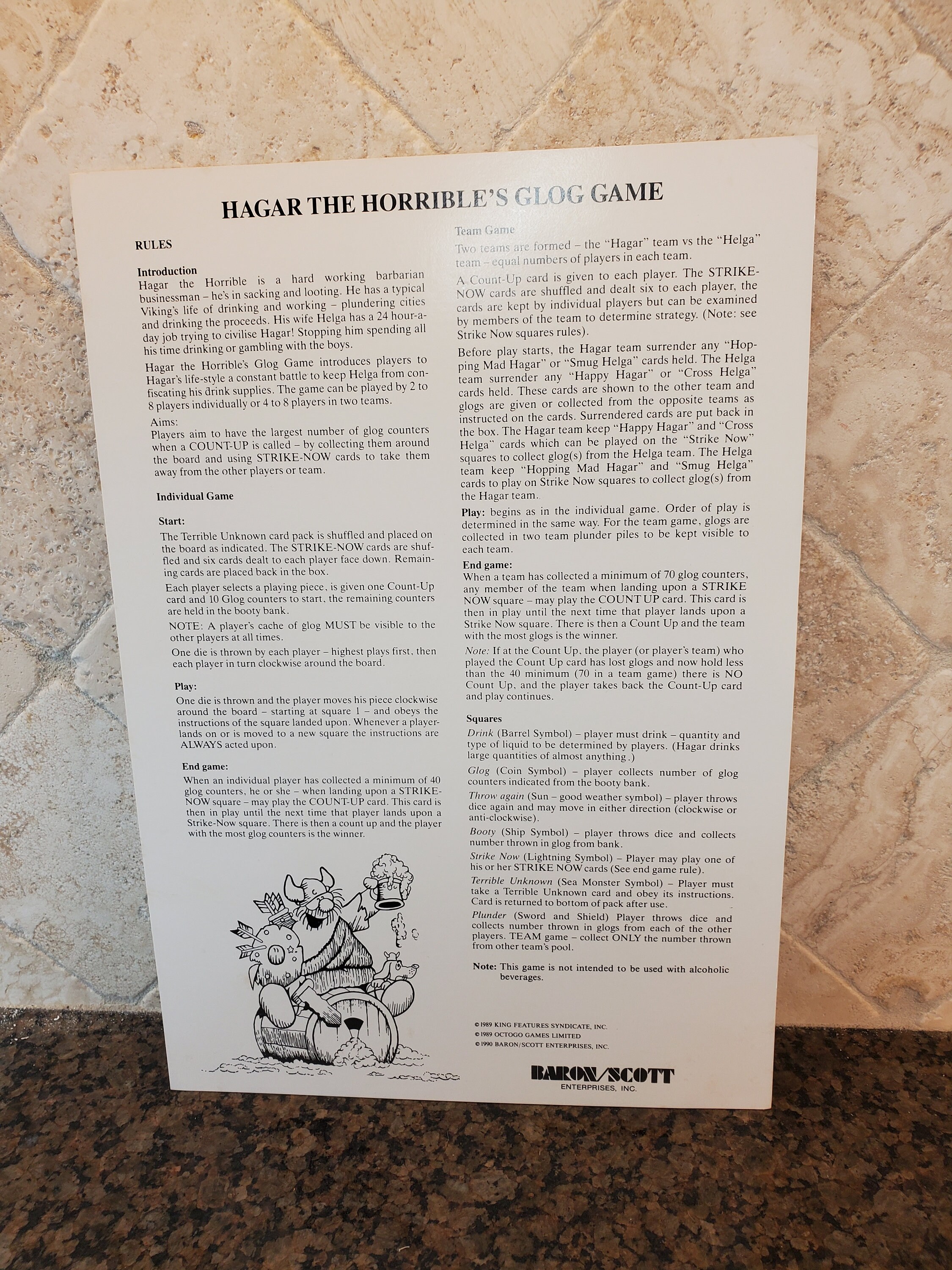 Hagar the Horrible's Glog Game 1990 Vintage Board Game 2 - Etsy