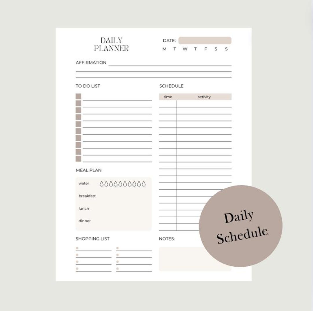Digital Daily Schedule Daily Schedule PDF Print Daily Schedule Planner ...