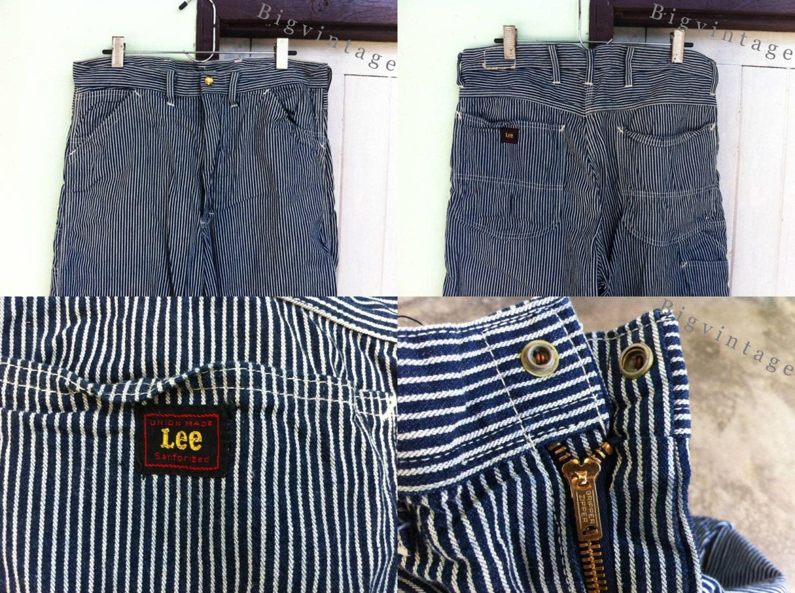 Vintage 50's LEE Hickory Stripe Denim Work Jeans Grijper - Etsy België