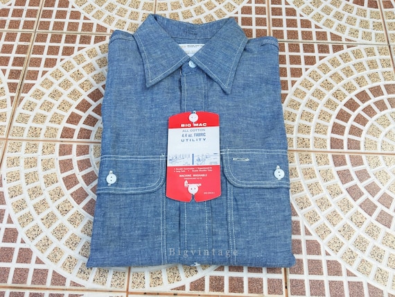 Vintage BIG MAC Chambray Shirt Sz.14.5 Deadstock - Etsy Vintage BIG MAC Chambray Shirt Sz.14.5 Deadstock - Etsy