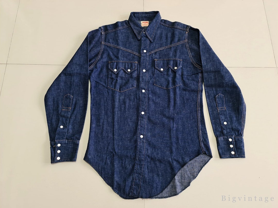 Vintage 50's Longhorn Sanforized Sawtooth Denim Western Vintage 50's Longhorn Sanforized Sawtooth Denim Western