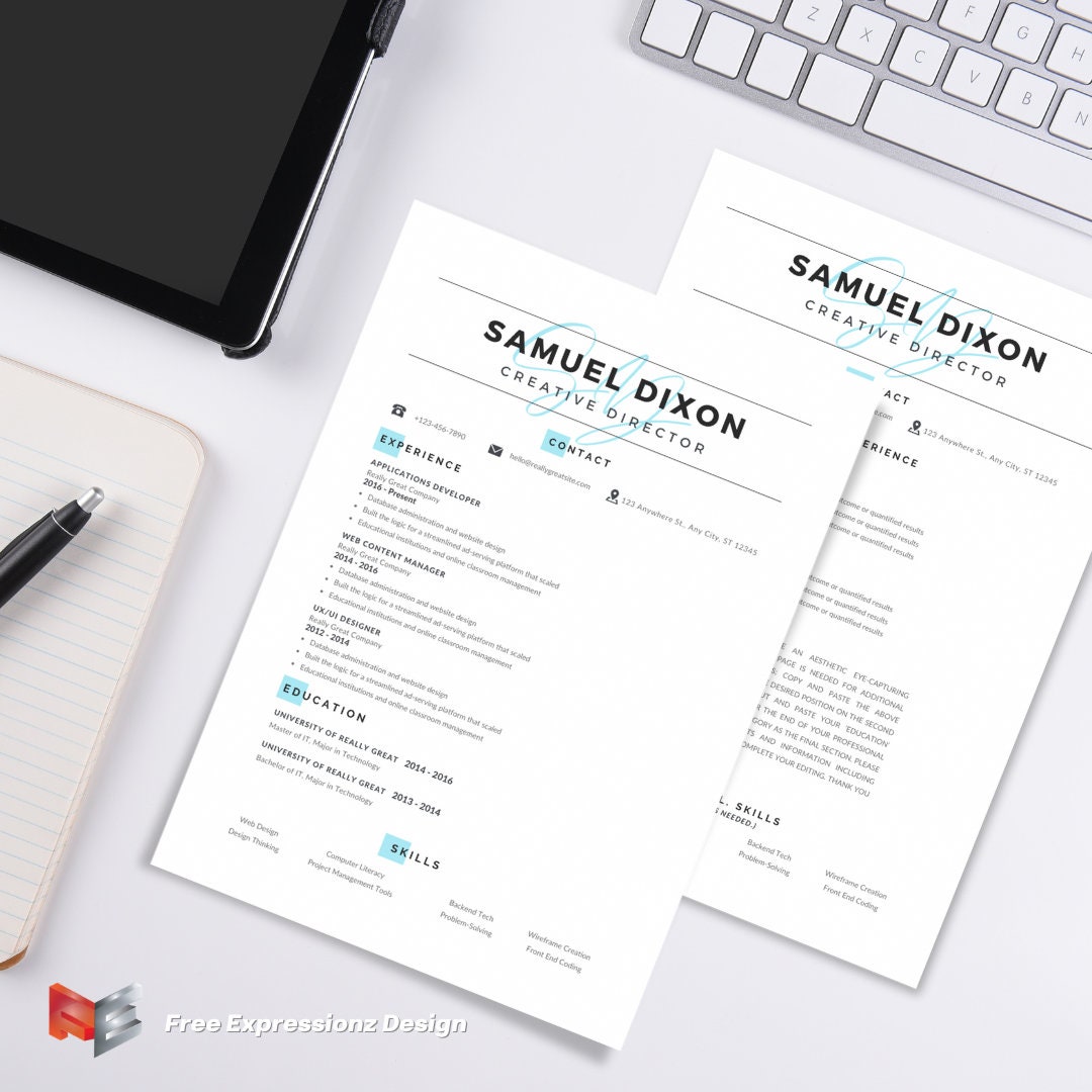 Creative Minimalist Typography Resume Template; ATS Compliant; PDF and ...