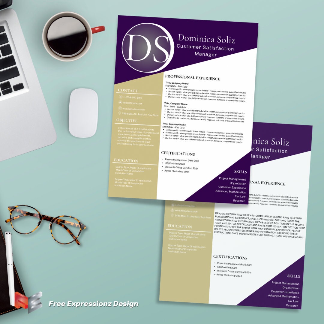 Corporate Color Block Resume Template; ATS Compliant Resume; Tech ...