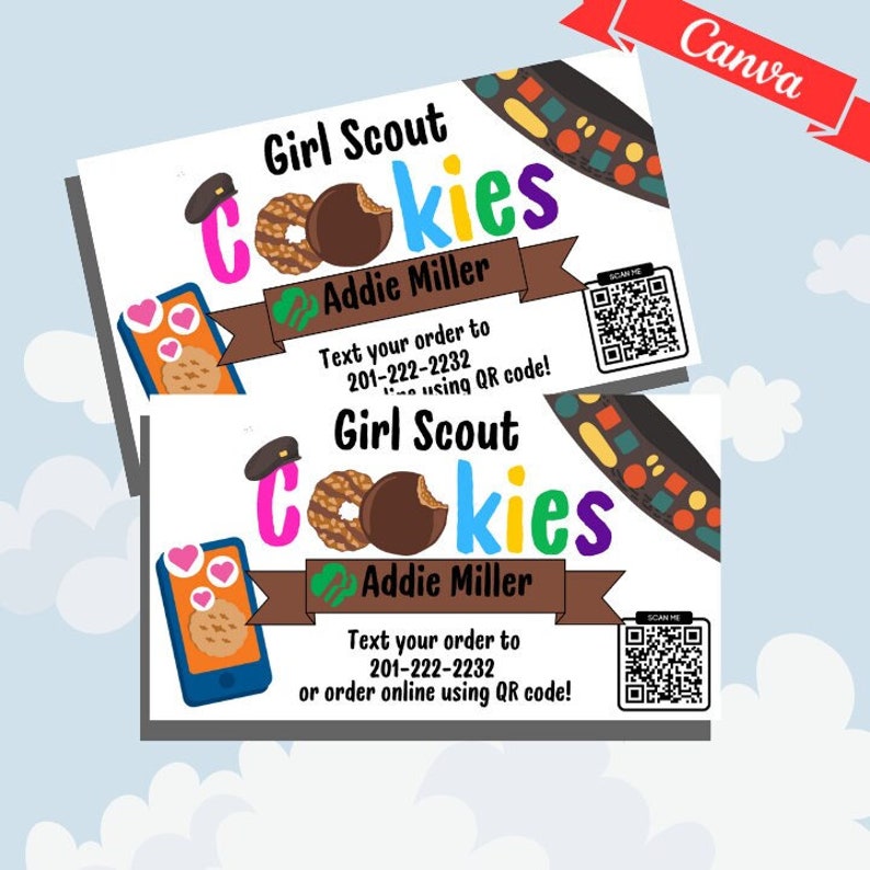 Customizable Girl Scout Business Card | Customize With Name + QR Code ...