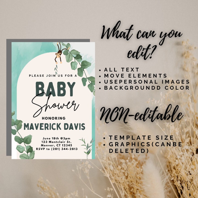 Editable Baby Shower Theme Invitation | Invites | Template | Instant ...