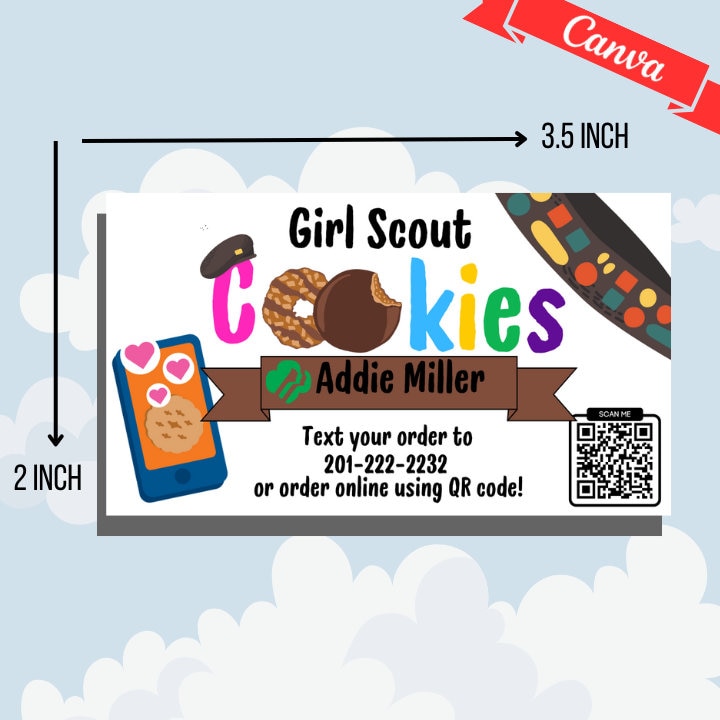Customizable Girl Scout Business Card | Customize With Name + QR Code ...