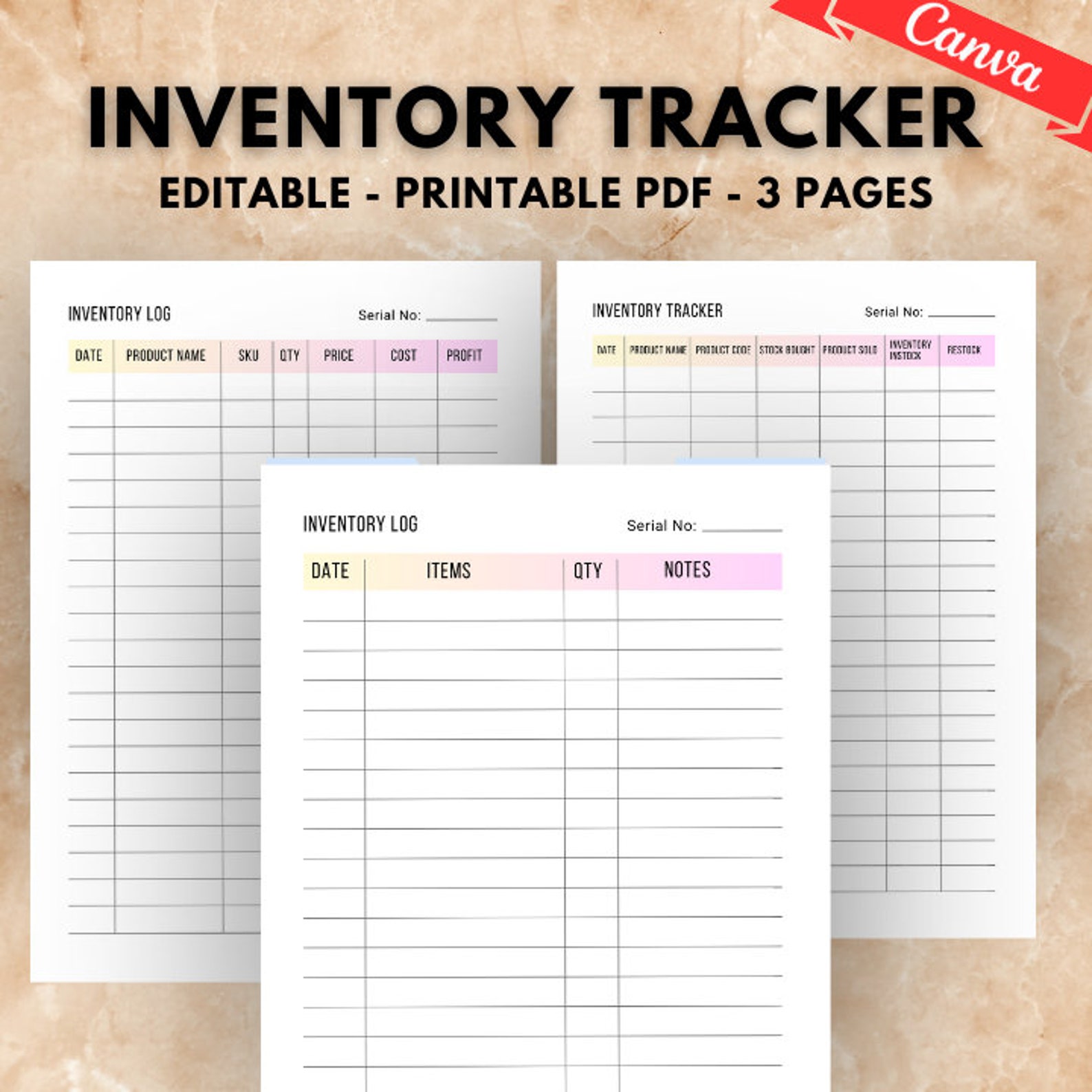 Editable Inventory Log | Inventory Tracker | Product Inventory Tracker ...